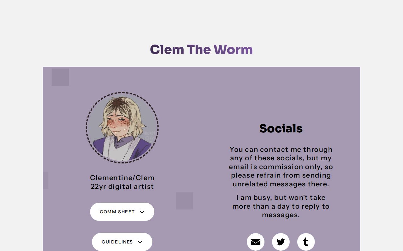 WormyClem Comm Sheet